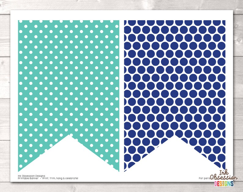 Instant Download Banner Printable PDF in Red Blue Pink & Green | Etsy