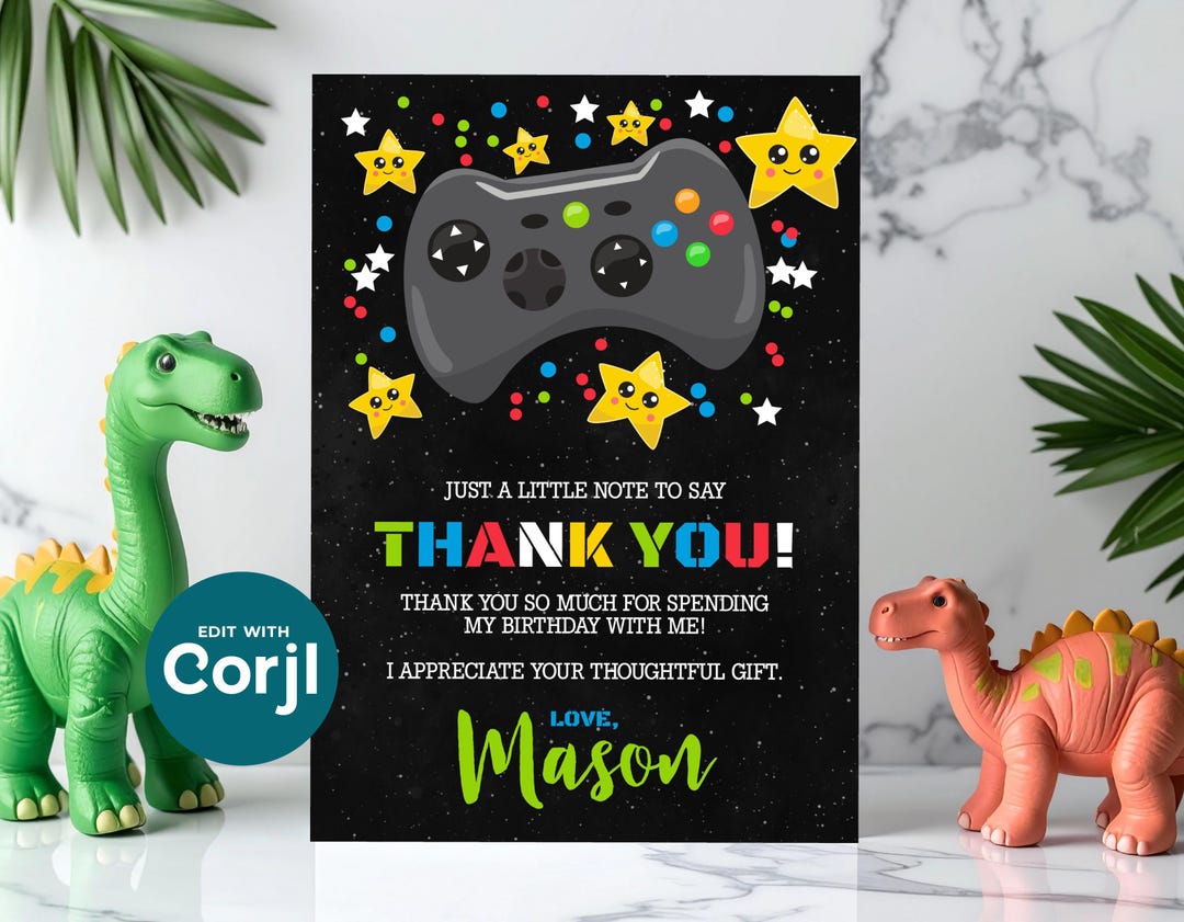Video Game Thank You Card: Editable Gamer Design (instant Download) - Etsy