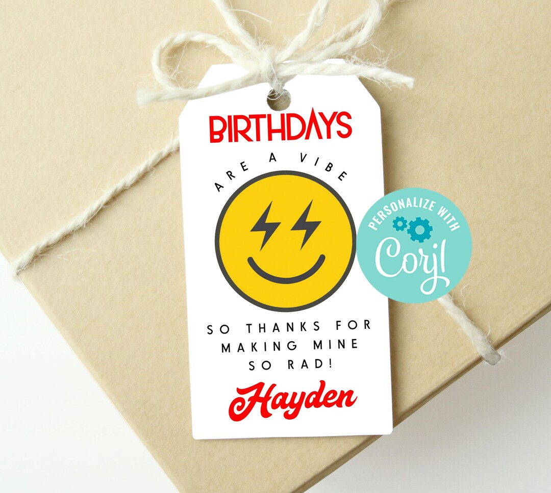 Editable Smiley Face Birthday Party Favor Tag, Instant Download ...