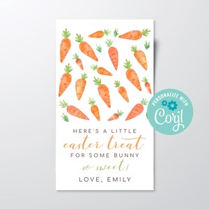 Editable Watercolor Carrots Easter Favor Tag, Printable Easter Bunny ...