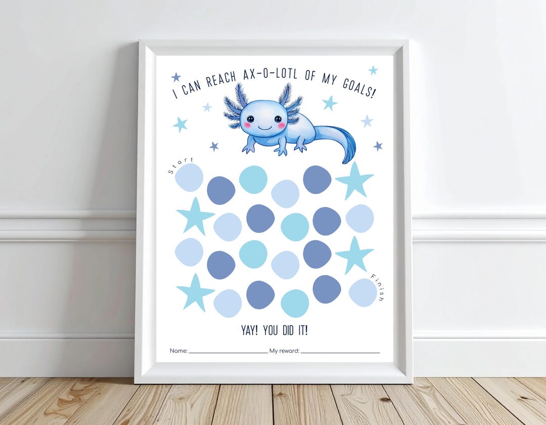 Axolotl Printable Reward Chart for Kids | Boys Incentive or Behavioral ...