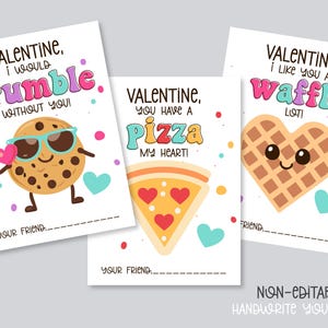 Printable Kids Valentines Day Cards, Cute Foods Valentines Tags for ...