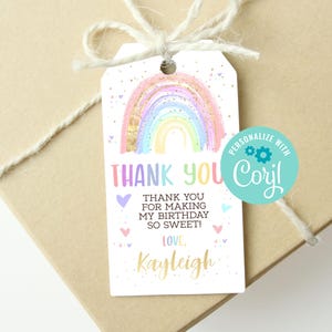 Editable Pastel Rainbow Favor Tag, Instant Download Birthday Party ...