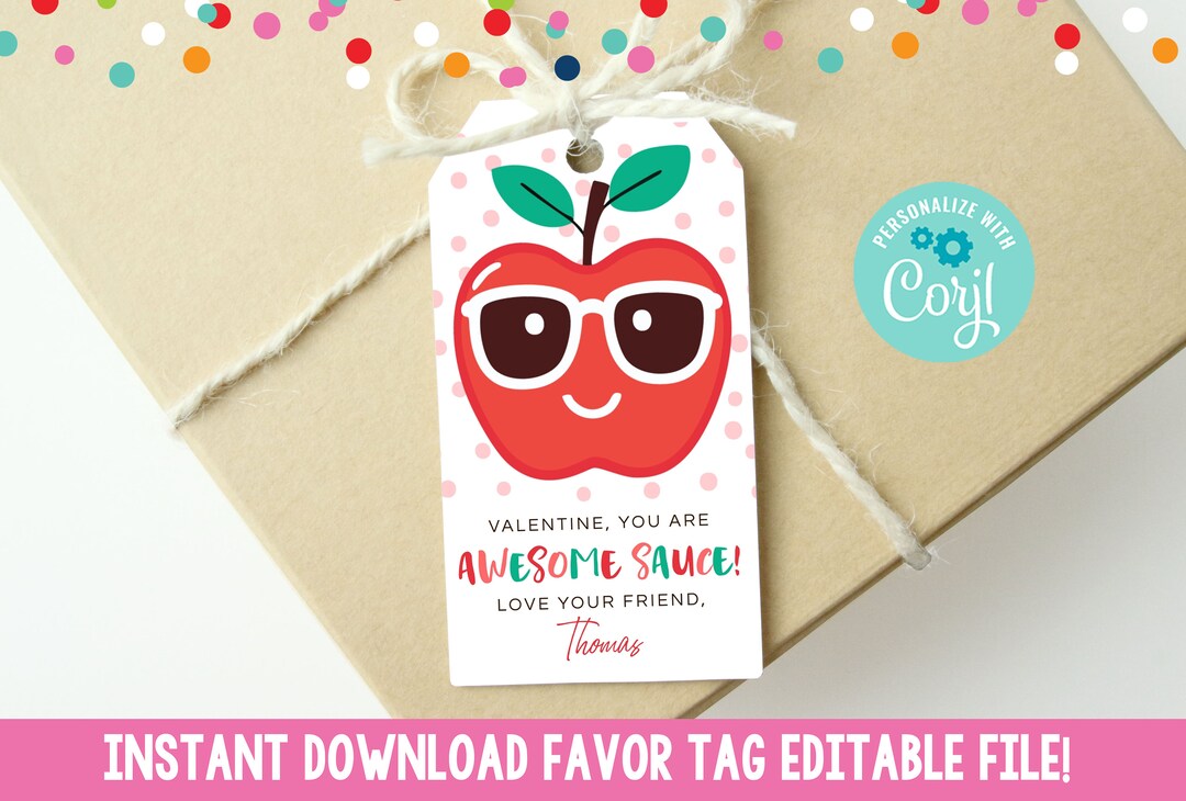 Editable Kids Awesome Sauce Valentines Day Cards, Printable Applesauce ...
