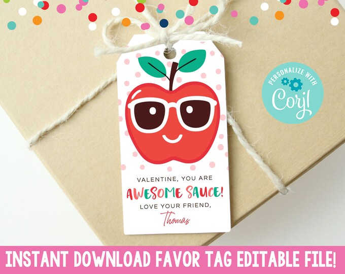 Awesomesauce Applesauce Valentine Classroom Valentine, Kids Valentine ...