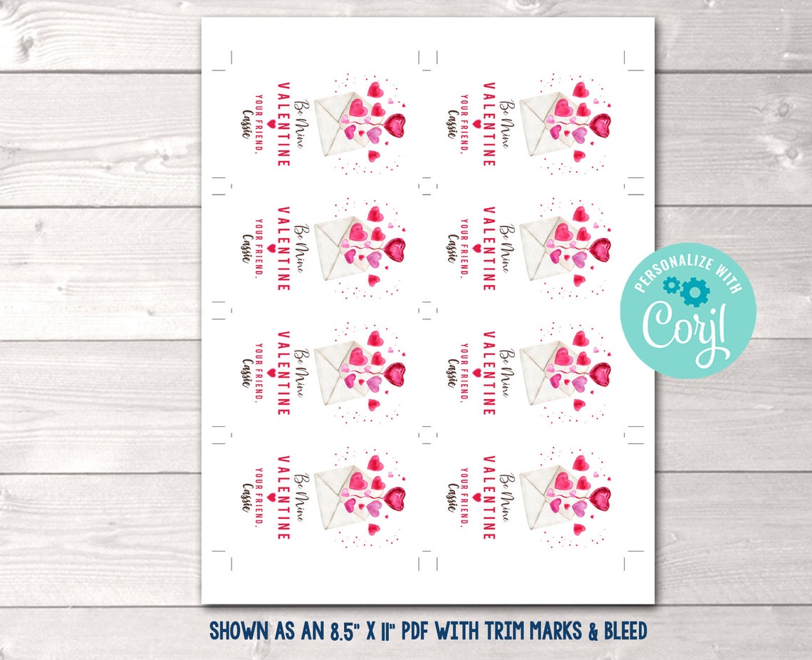 Printable Valentines Day Favor Gift Tags Editable Love - Etsy