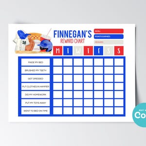 Editable Baseball Chore Chart, Printable Boys Reward Chart PDF Instant ...