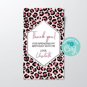 Editable Pink Leopard Party Favor Tag, Printable Leopard Print Birthday ...