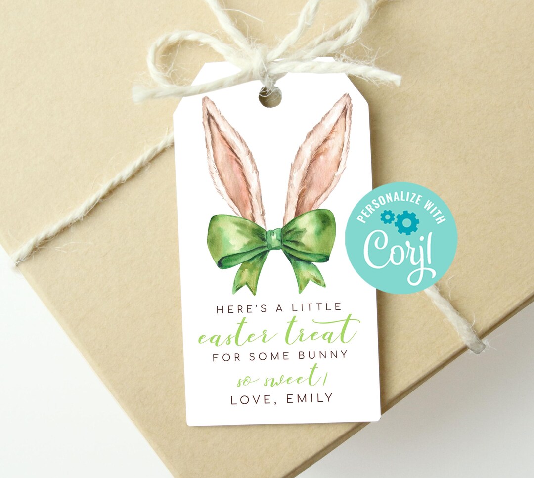 Instant Download Some Bunny Sweet Favor Tag, Editable Green Coquette ...