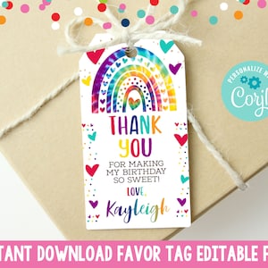 Editable Tie Dye Favor Tag, Printable Tie Dye Birthday Party Favor Tag ...