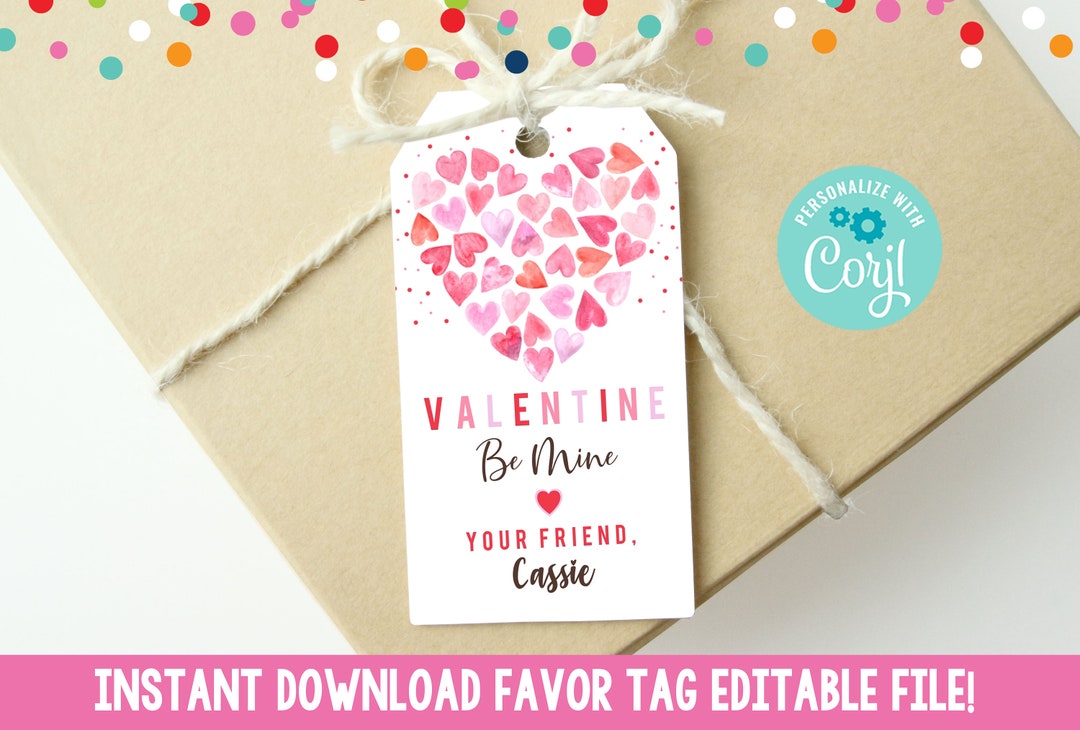 Editable Valentines Day Cards, Printable Valentines Day Favor Gift Tags ...