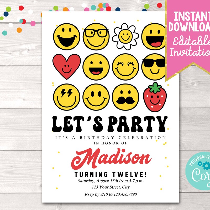 Emoji Invitation - Etsy