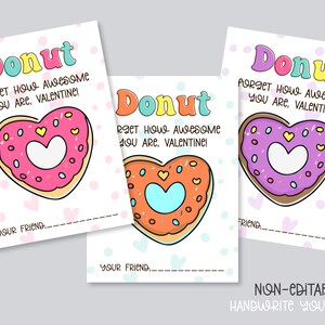 Printable Kids Valentines Day Cards, Cute Donuts Valentines Tags for ...