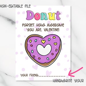 Printable Kids Valentines Day Cards, Cute Donuts Valentines Tags for ...
