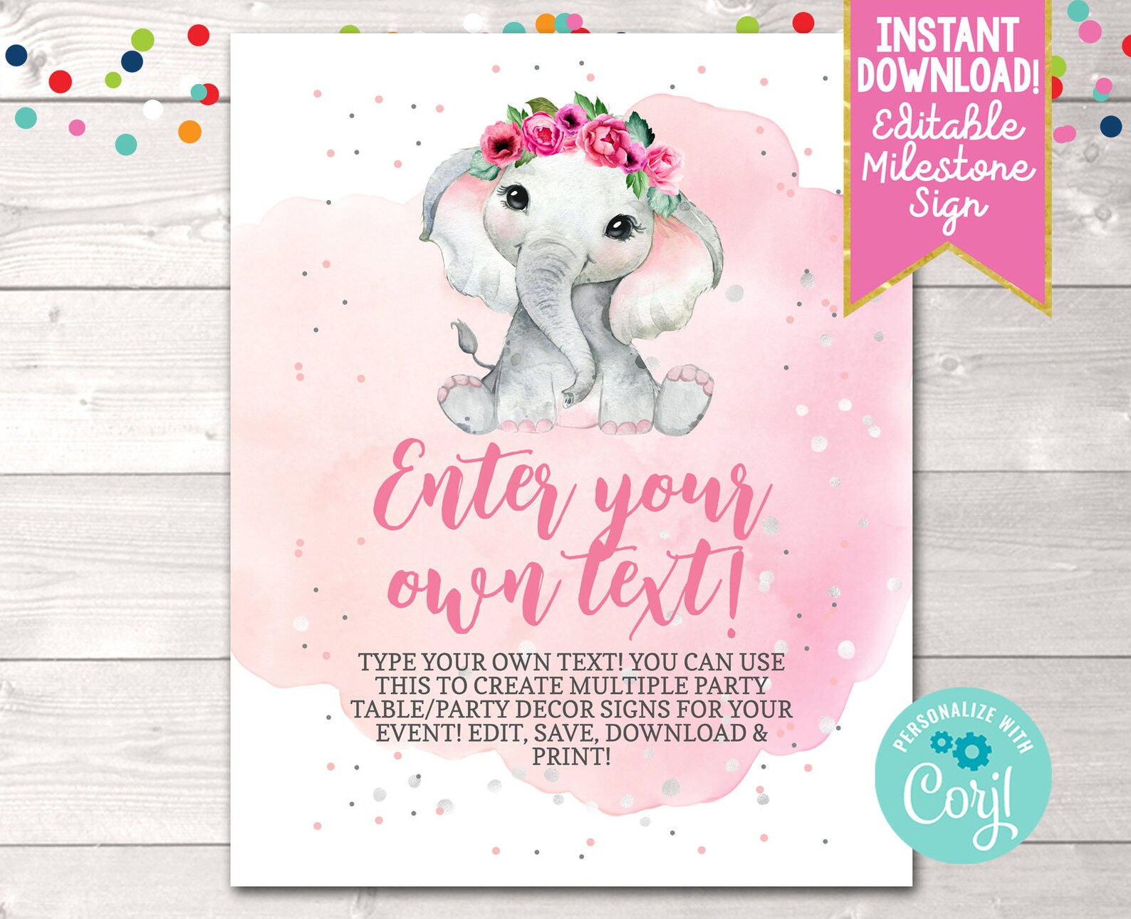 Instant Download Editable Party Sign Template Printable Pink | Etsy