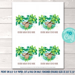 Instant Download Sloth Buffet Cards Printable Sloth Birthday - Etsy