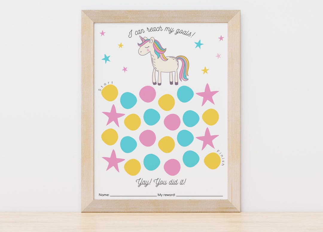 Kids Preppy Unicorn Reward Chart, Instant Download Girls Reward Chart ...