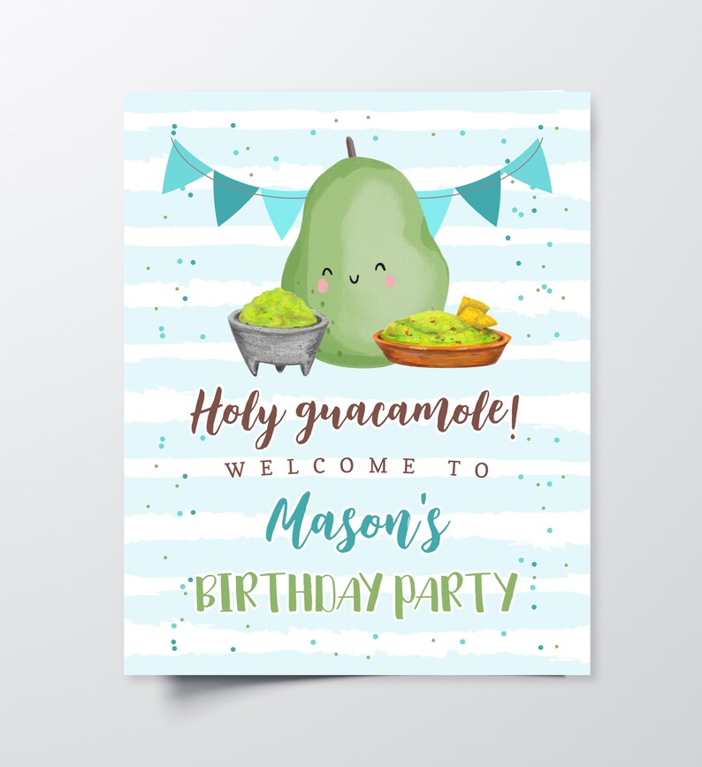 Editable Avocado Birthday Welcome Sign: Holy Guacamole Party Decor ...