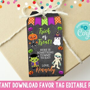 Editable Halloween Trick or Treat Favor Tags, Instant Download ...