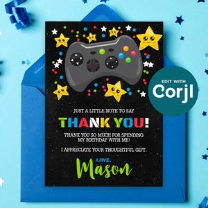 Video Game Thank You Card: Editable Gamer Design (instant Download) - Etsy