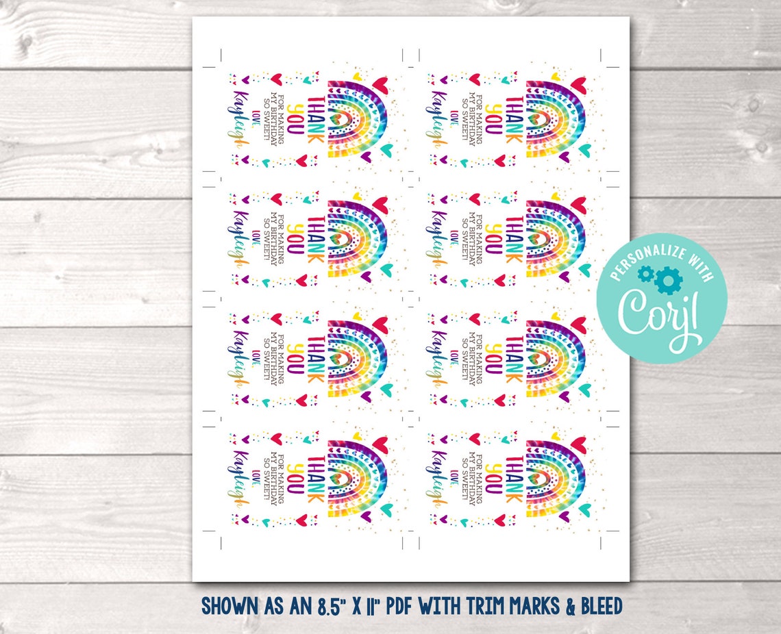 Editable Tie Dye Favor Tag Printable Tie Dye Birthday Party - Etsy