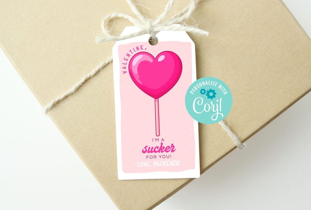 Editable Sucker for You Valentines Day Cards, Printable Lollipop ...