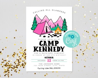 Printable Glamping Birthday Party Invitation - Etsy