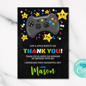 Video Game Thank You Card: Editable Gamer Design (instant Download) - Etsy