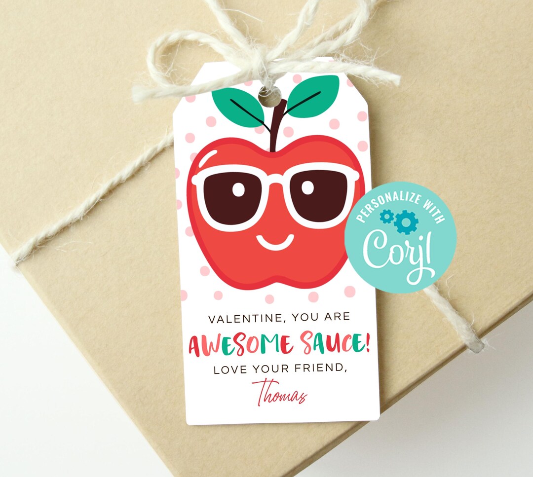 Editable Kids Awesome Sauce Valentines Day Cards, Printable Applesauce ...