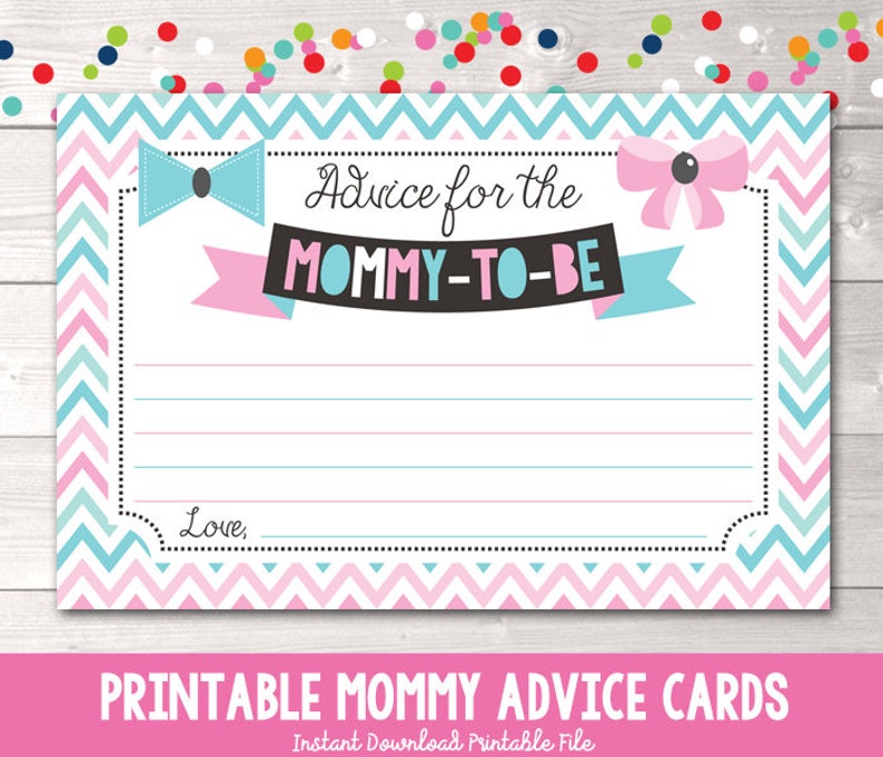 Gender Reveal Party Printable Advice Cards For Mommy To Be Etsy