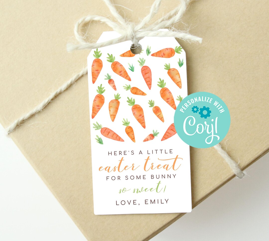 Editable Watercolor Carrots Easter Favor Tag, Printable Easter Bunny ...