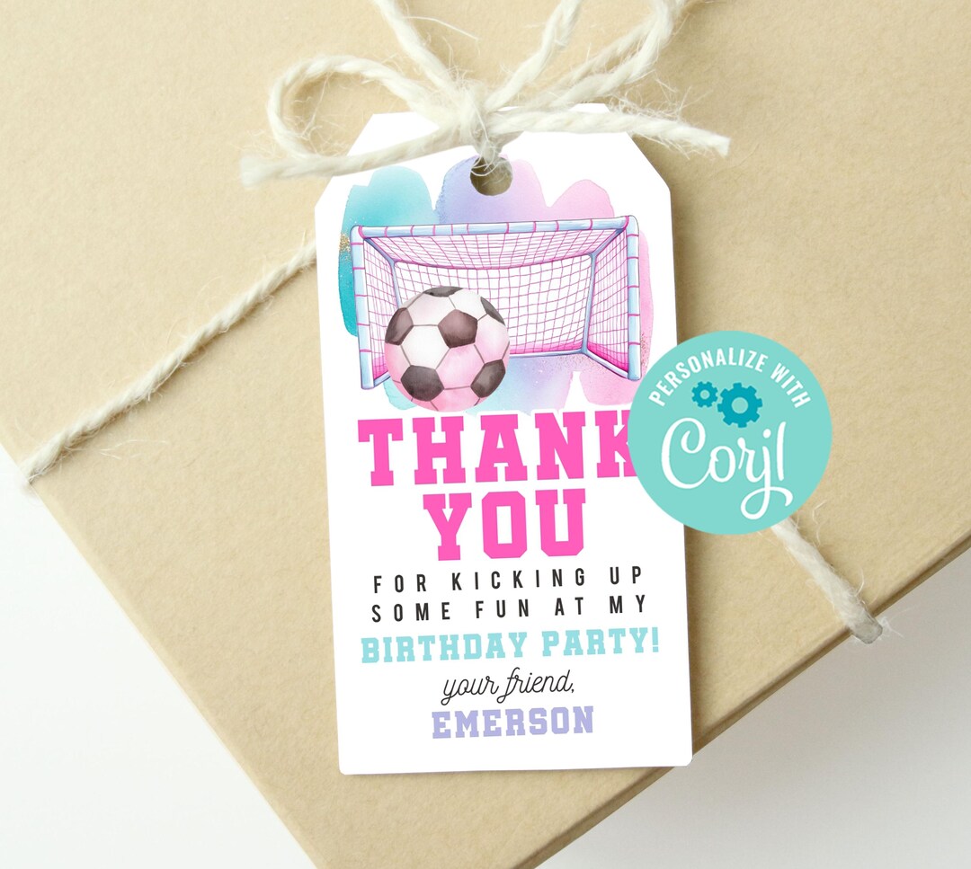 Girls Editable Soccer Birthday Party Favor Tags, Printable Soccer Gift ...