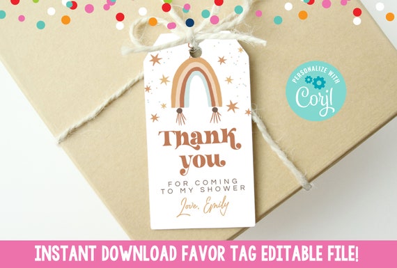 Editable Boho Rainbow Party Favor Tag, Instant Download Boho Rainbow ...