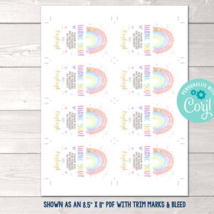 Editable Pastel Rainbow Favor Tag, Instant Download Birthday Party ...