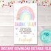 Editable Pastel Rainbow Favor Tag Instant Download Birthday - Etsy
