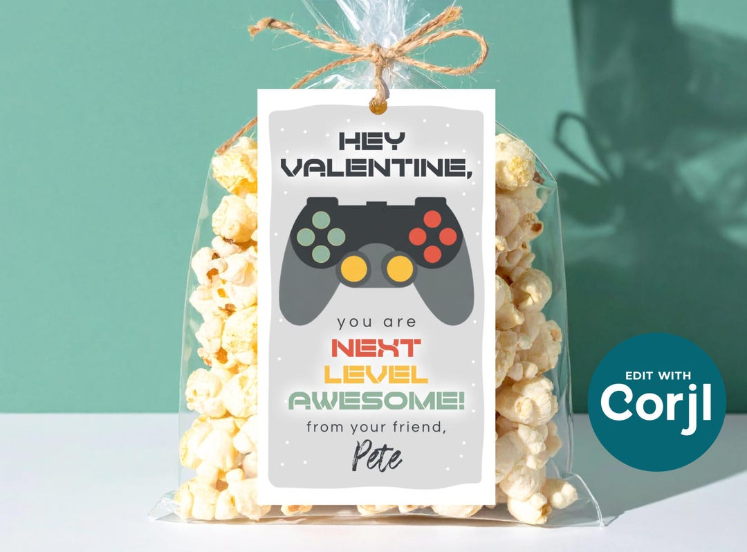 Editable Video Game Valentine's Day Cards: Gamer Favor Tags (digital ...