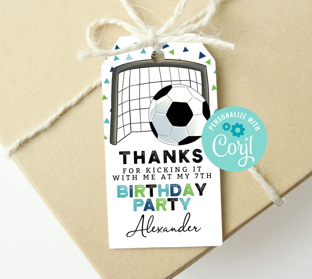 Instant Download Editable Soccer Birthday Party Favor Tags, Printable ...