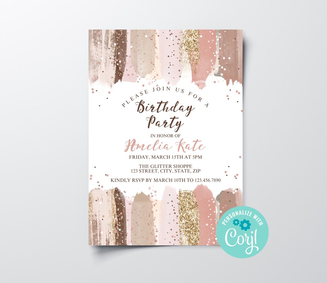Instant Download Girls Birthday Party Invitation, Editable Birthday ...