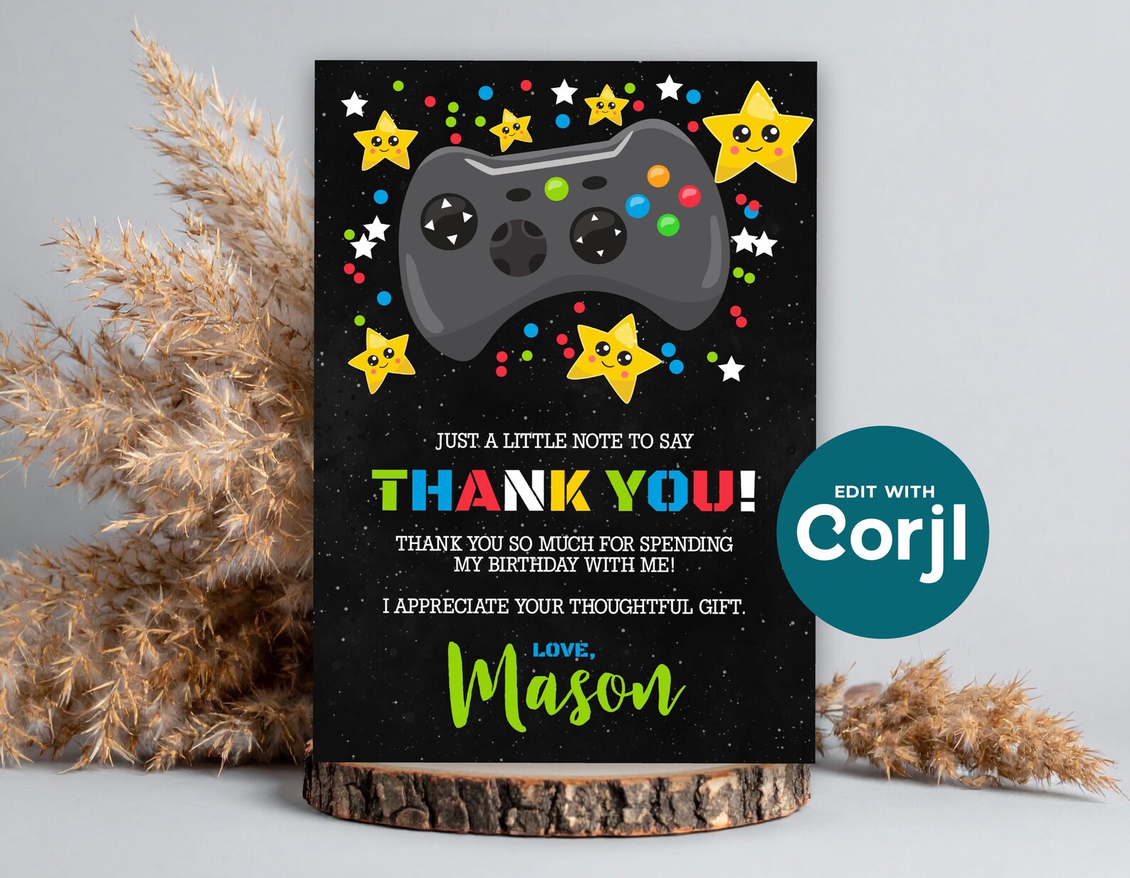 Video Game Thank You Card: Editable Gamer Design (instant Download) - Etsy