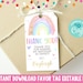 Editable Pastel Rainbow Favor Tag: Birthday Party, Baby Shower (PDF) - Etsy