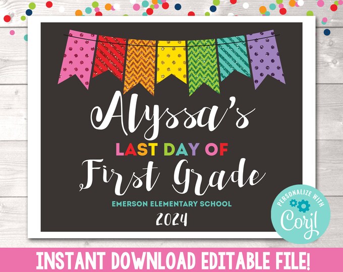 Printable Girls Last Day of School Photo Prop Sign Instant - Etsy