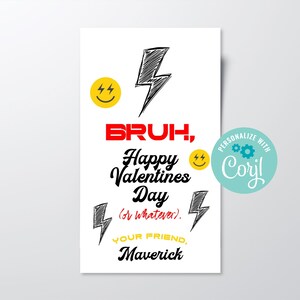 Editable Bruh Boys Valentines Day Cards, Printable Boys Valentines Day ...