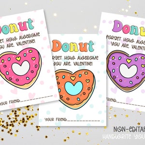 Printable Kids Valentines Day Cards, Cute Donuts Valentines Tags for ...