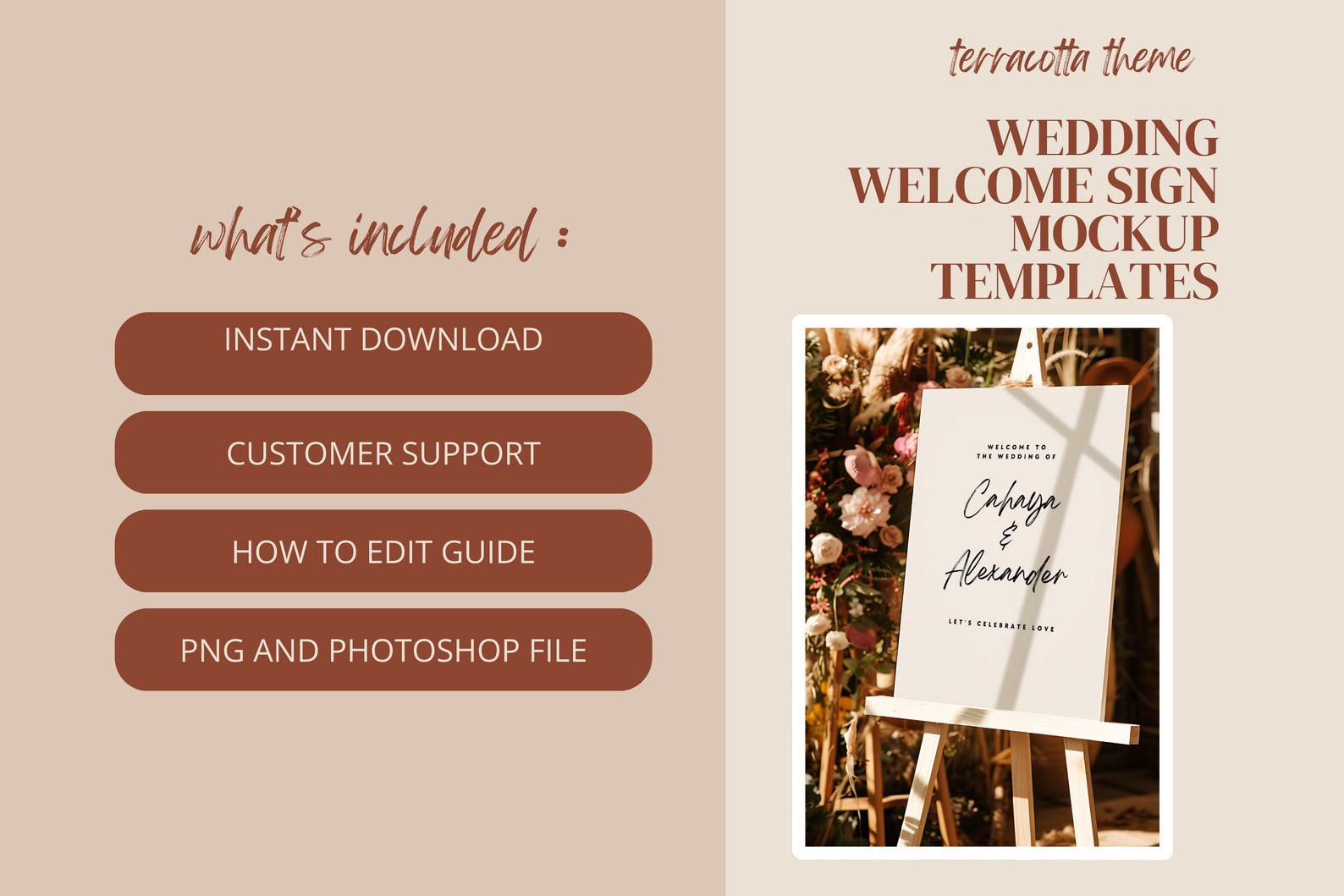 24 Realistic Welcome Sign Mockup Terracotta Themed Wedding Boho ...