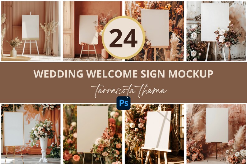 24 Realistic Welcome Sign Mockup Terracotta Themed Wedding Boho ...