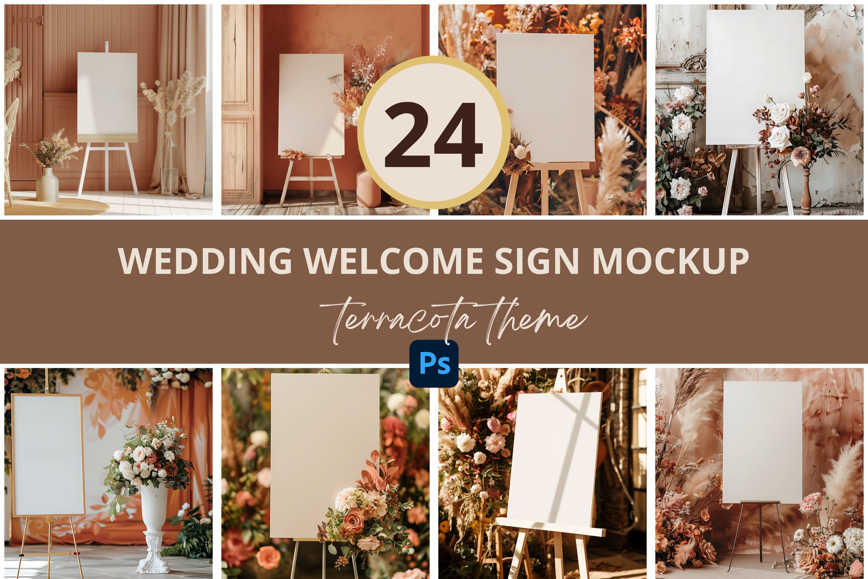 24 Realistic Welcome Sign Mockup Terracotta Themed Wedding Boho ...