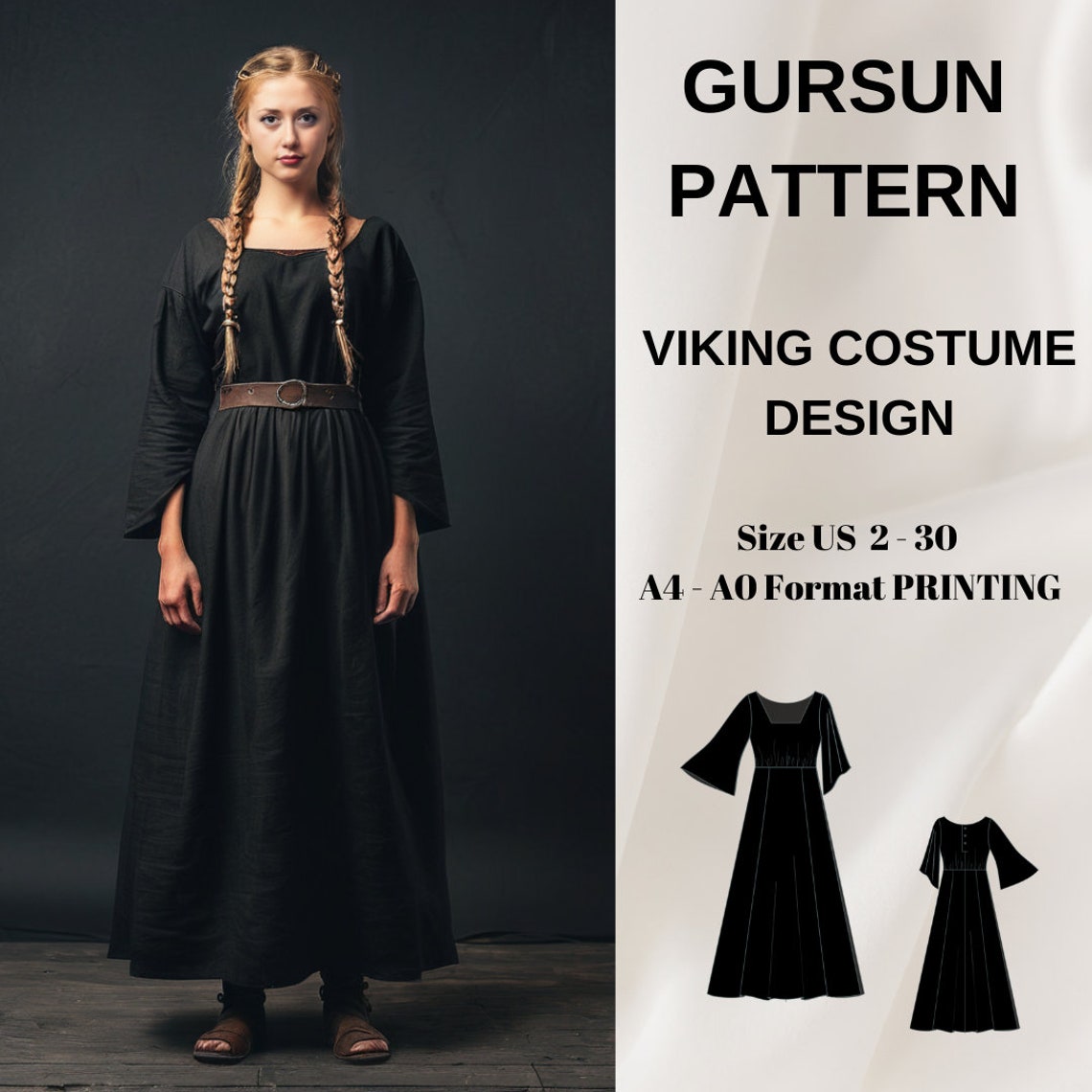 Viking Style Costume Pattern/ Us 2-30 Size A4-A0 Pdf Printing - Etsy