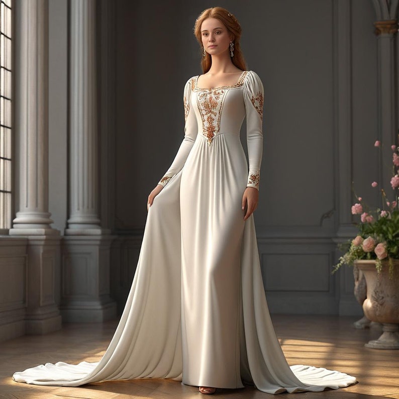 Womens Renaissance White Satin Dress/renaissance Dress/renaissance ...