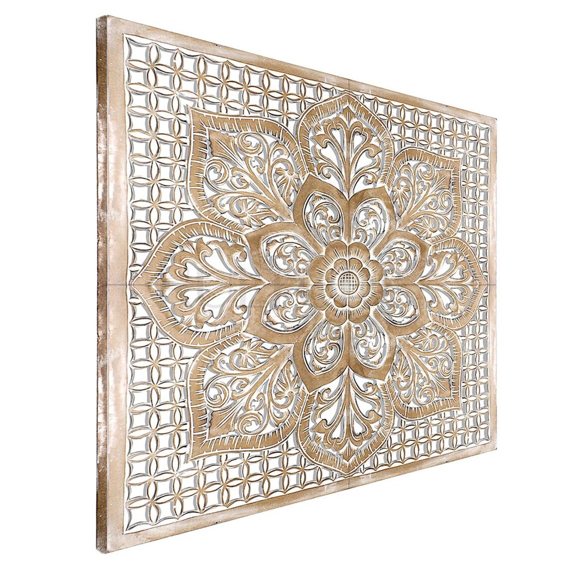 Balinese Hand Carved Mandala Bed Headboard Dahayu Decor Wood Wall Art ...