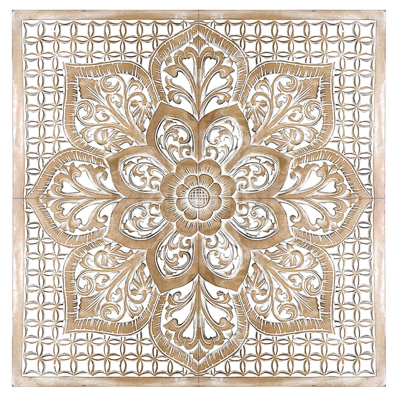Balinese Hand Carved Mandala Bed Headboard Dahayu Decor Wood Wall Art ...